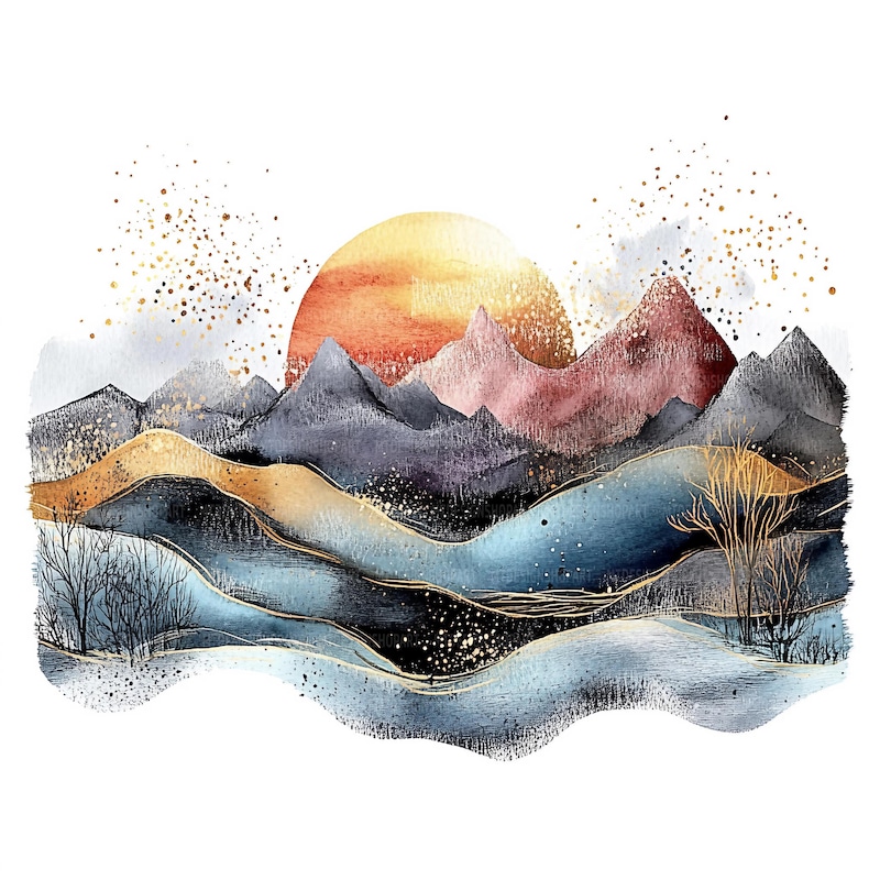 Boho Mountain Sunrise - Etsy