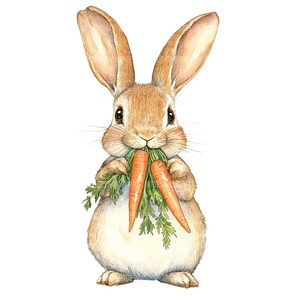 Bunny & Carrot Watercolor Clipart: Paper Crafts, Junk Journals (digital ...