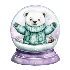 19 Bear in Snow Globes Clipart, Baby Polar Bear Clipart, Printable ...