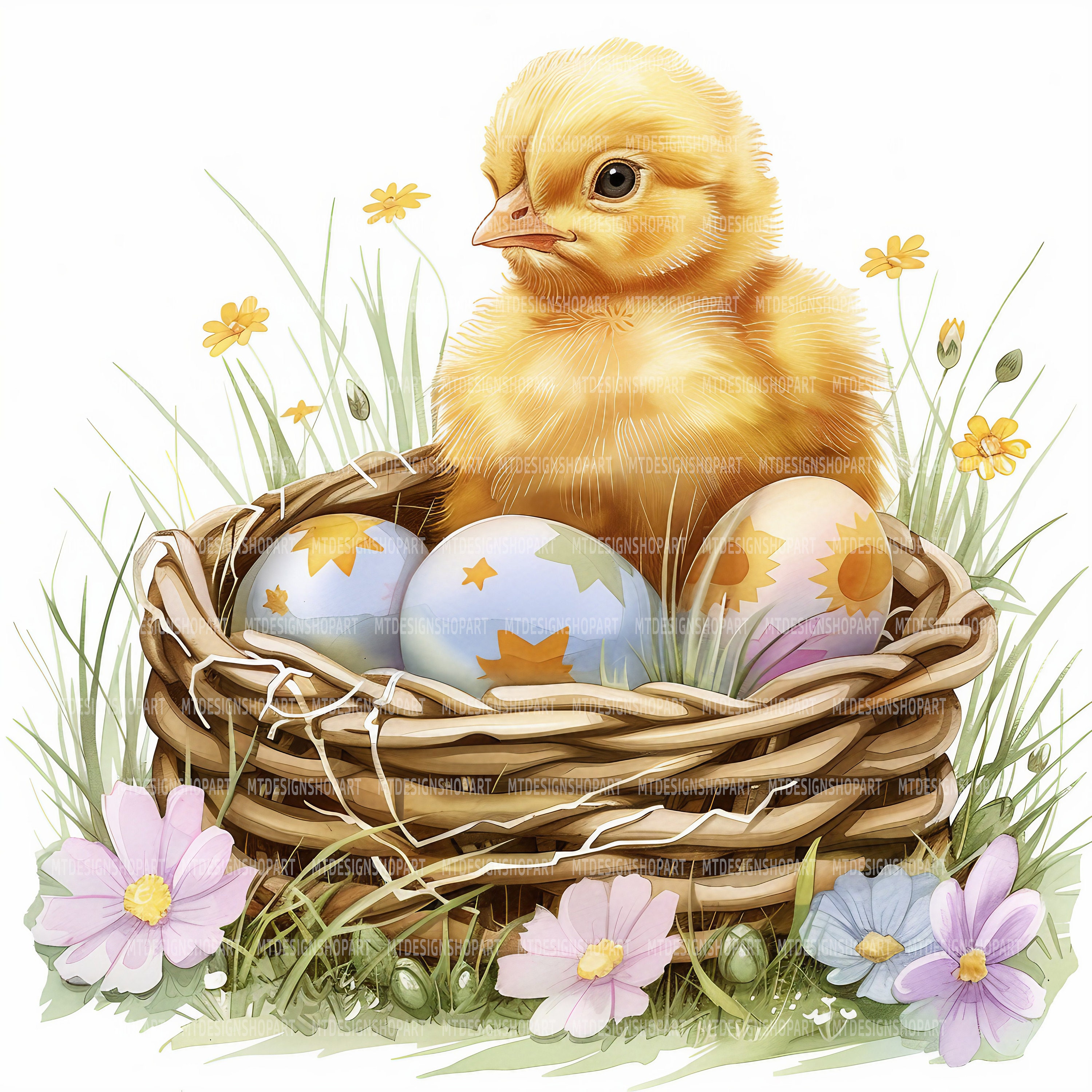 13 Chick and Eggs Clipart, Chicks, Printable Watercolor Clipart, High ...