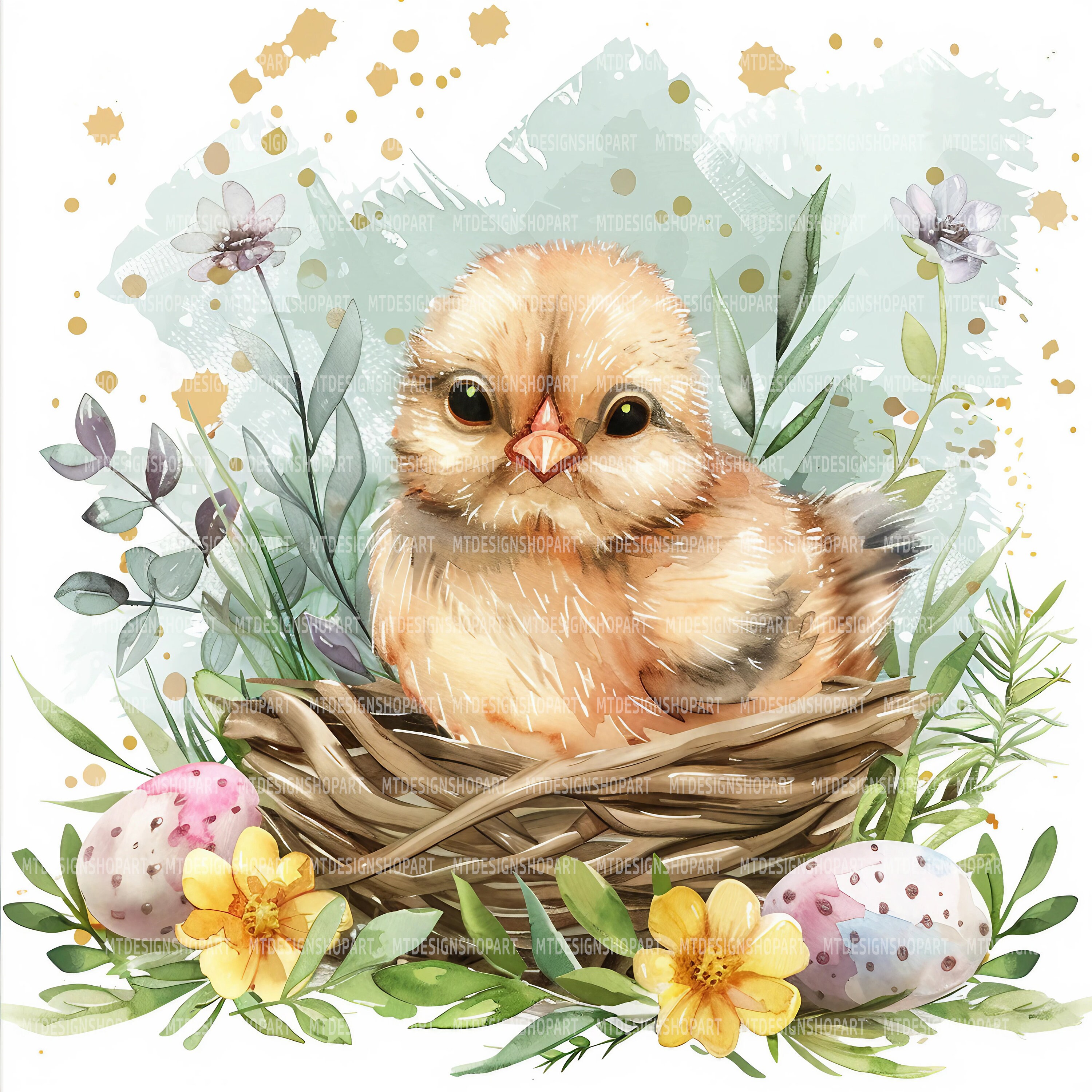 11 Chick and Eggs Clipart, Chicks, Printable Watercolor Clipart, High ...