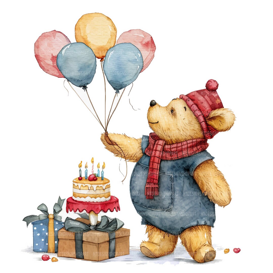 15 Bear. Birthday Cakes Clipart, Printable Watercolor Clipart, Paper ...