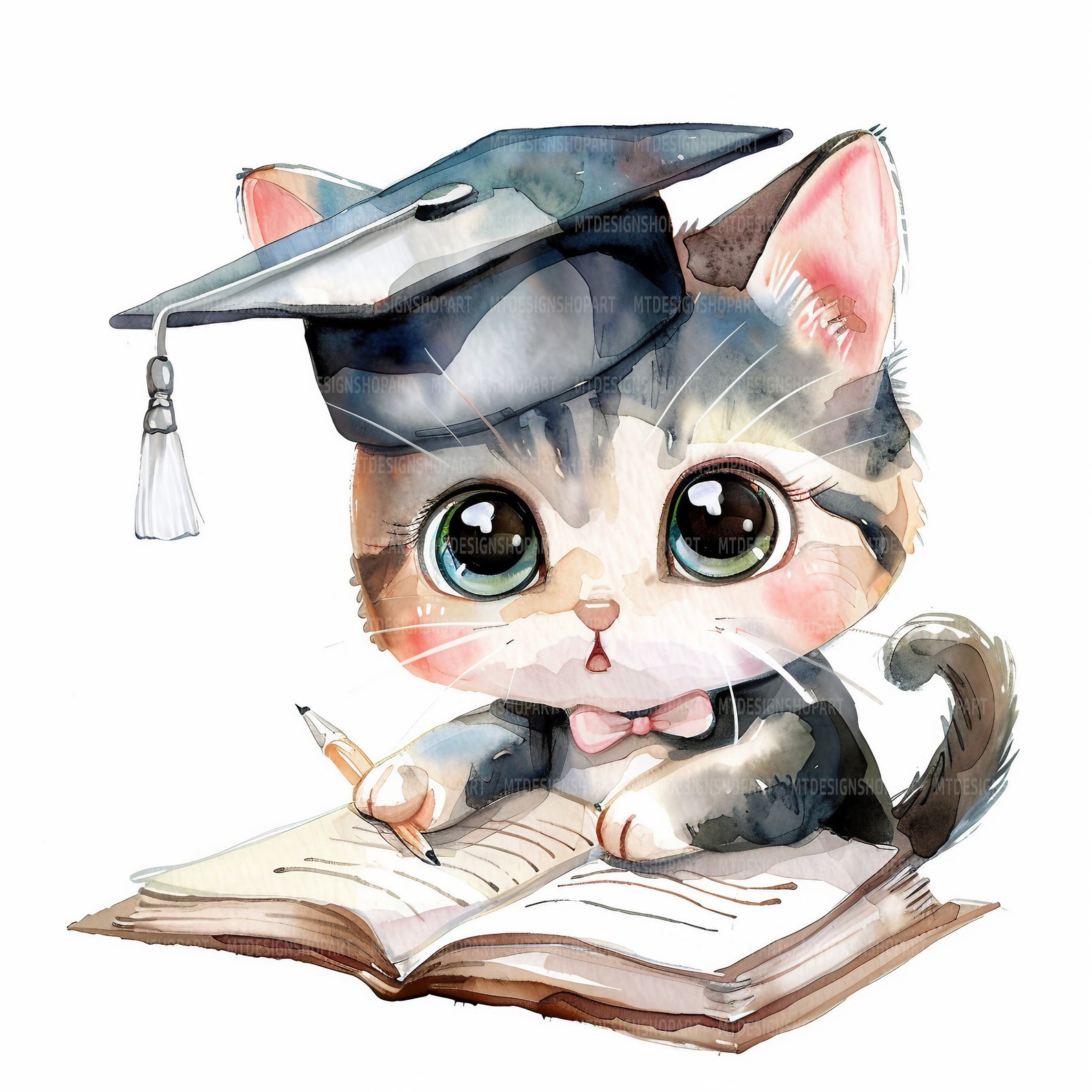 15 Cat Graduation Clipart, Cat Wearing a Graduation Cap and Coat ...