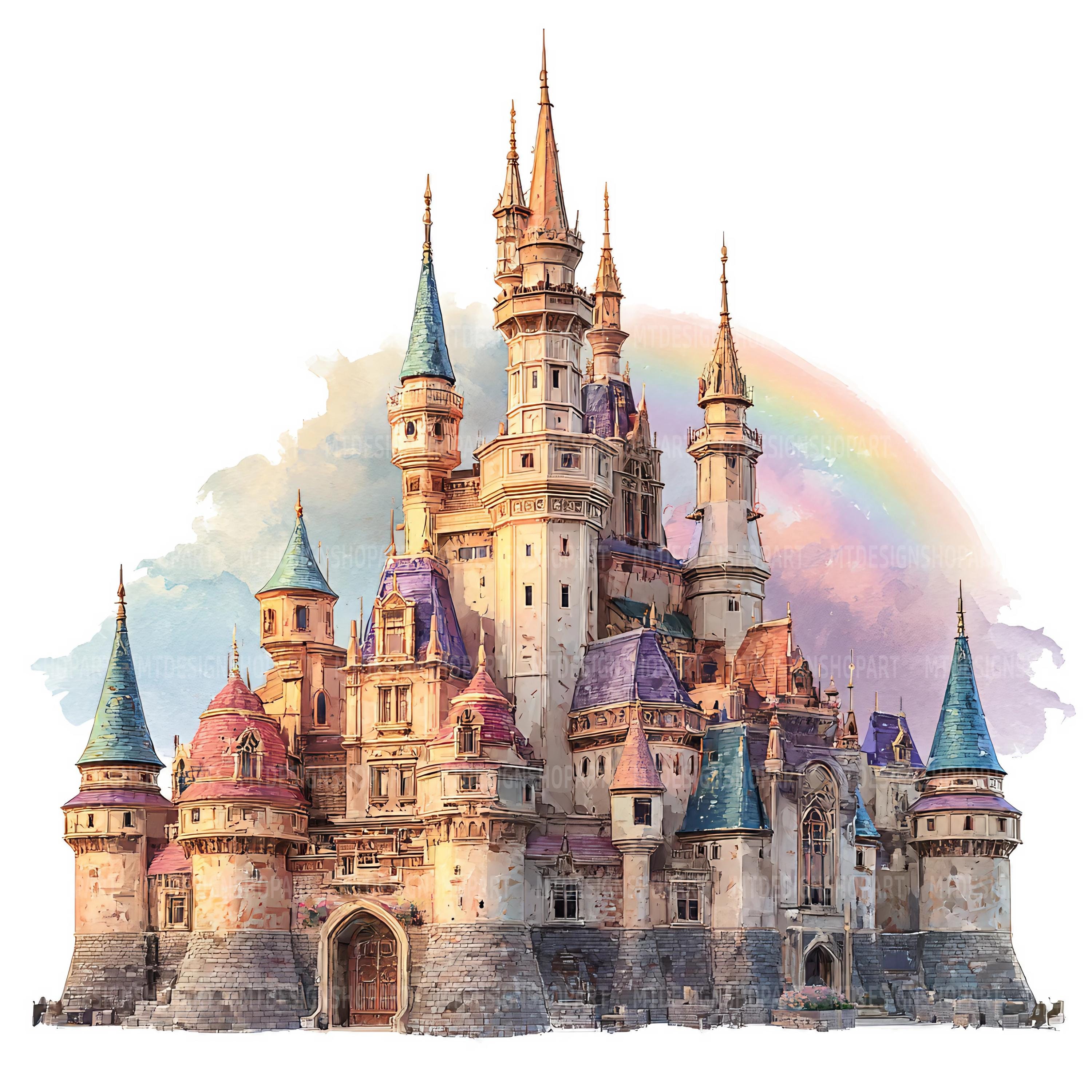 21 Pink Princess Castle Clipart, Bundle Instant Download Fantasy Little ...