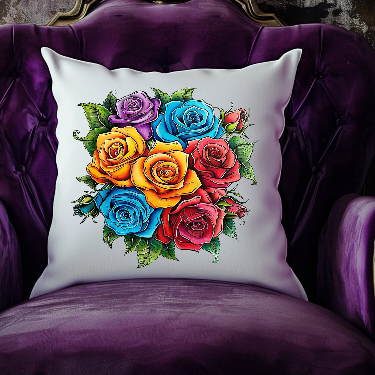 Rainbow Rose Clipart, 5 Rainbow Roses Pngs, Transparent Background PNG ...