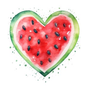 16 Watermelon Heart Clipart , Watermelon Clipart, Printable Watercolor ...