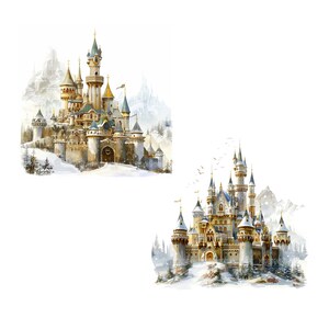 17 Winter Castle Clipart, Princess Castle, Printable Watercolor Clipart ...