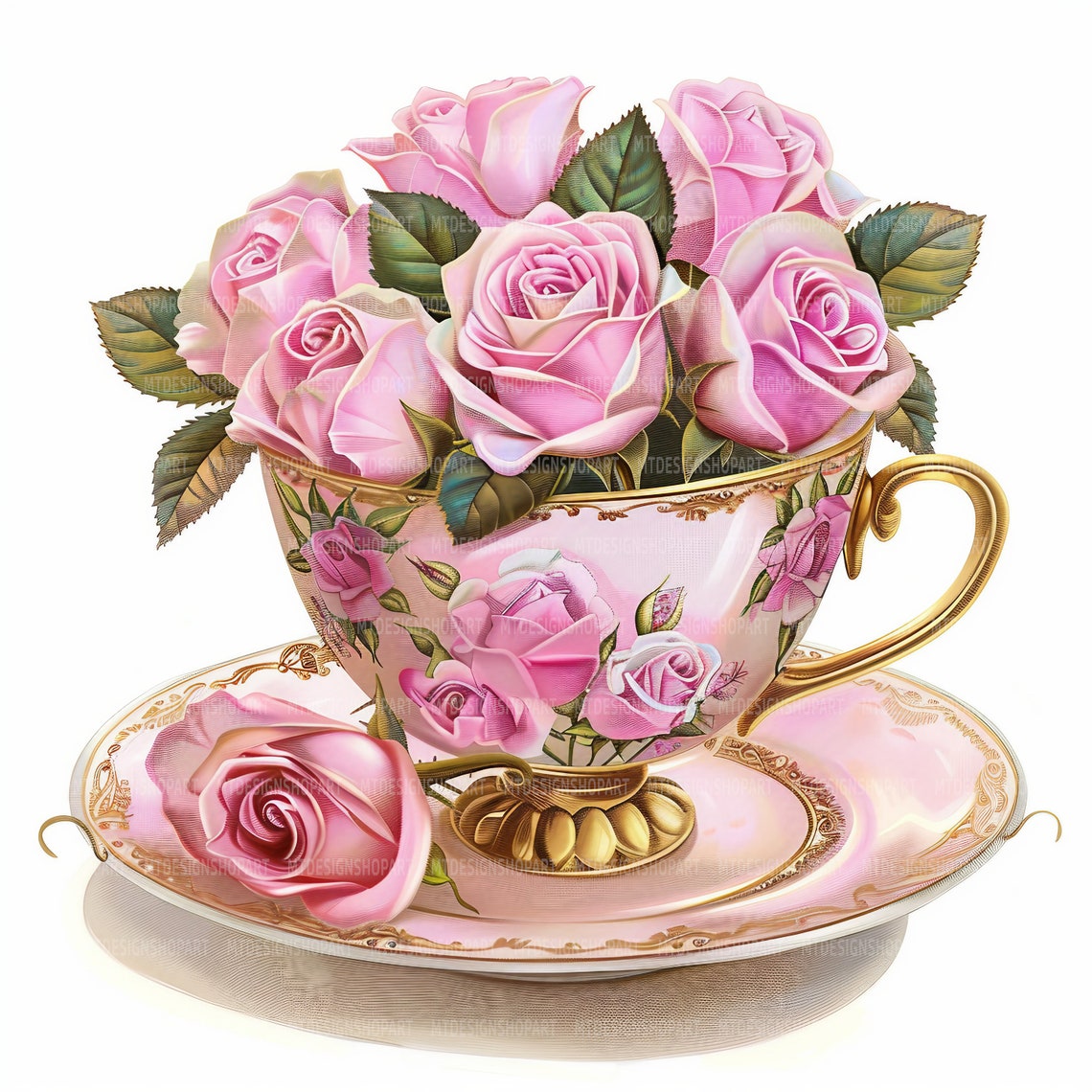 15 Flowers in Tea Cup Clipart, Floral Tea Cup, Printable Watercolor ...