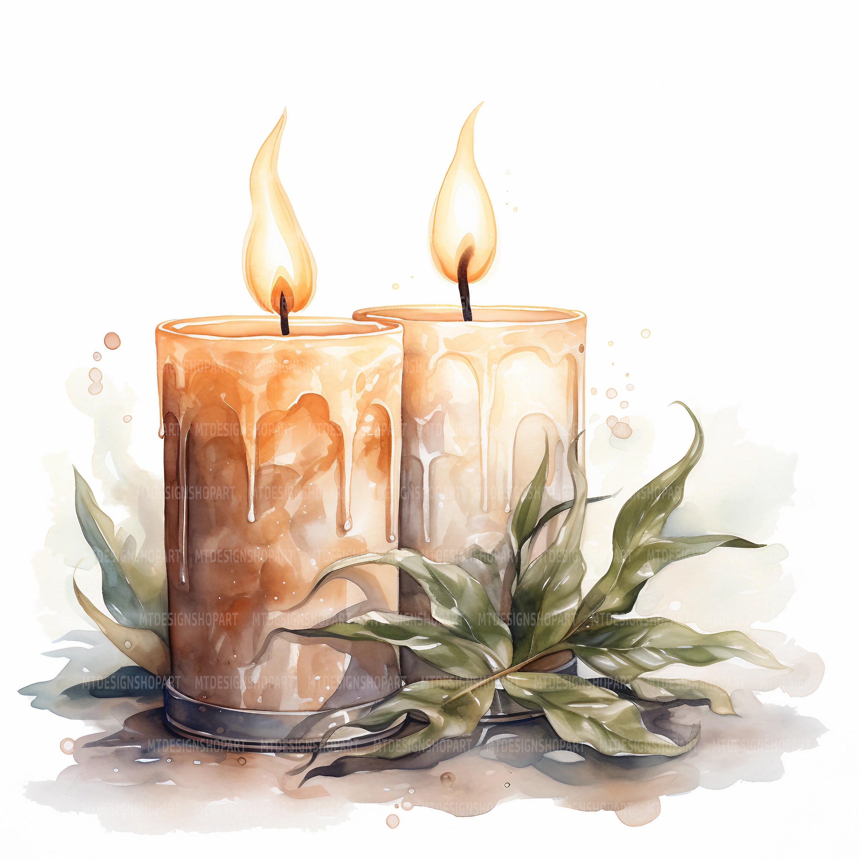 15 Candles Clipart, Candle Clipart, Candle Flames, Printable Watercolor ...