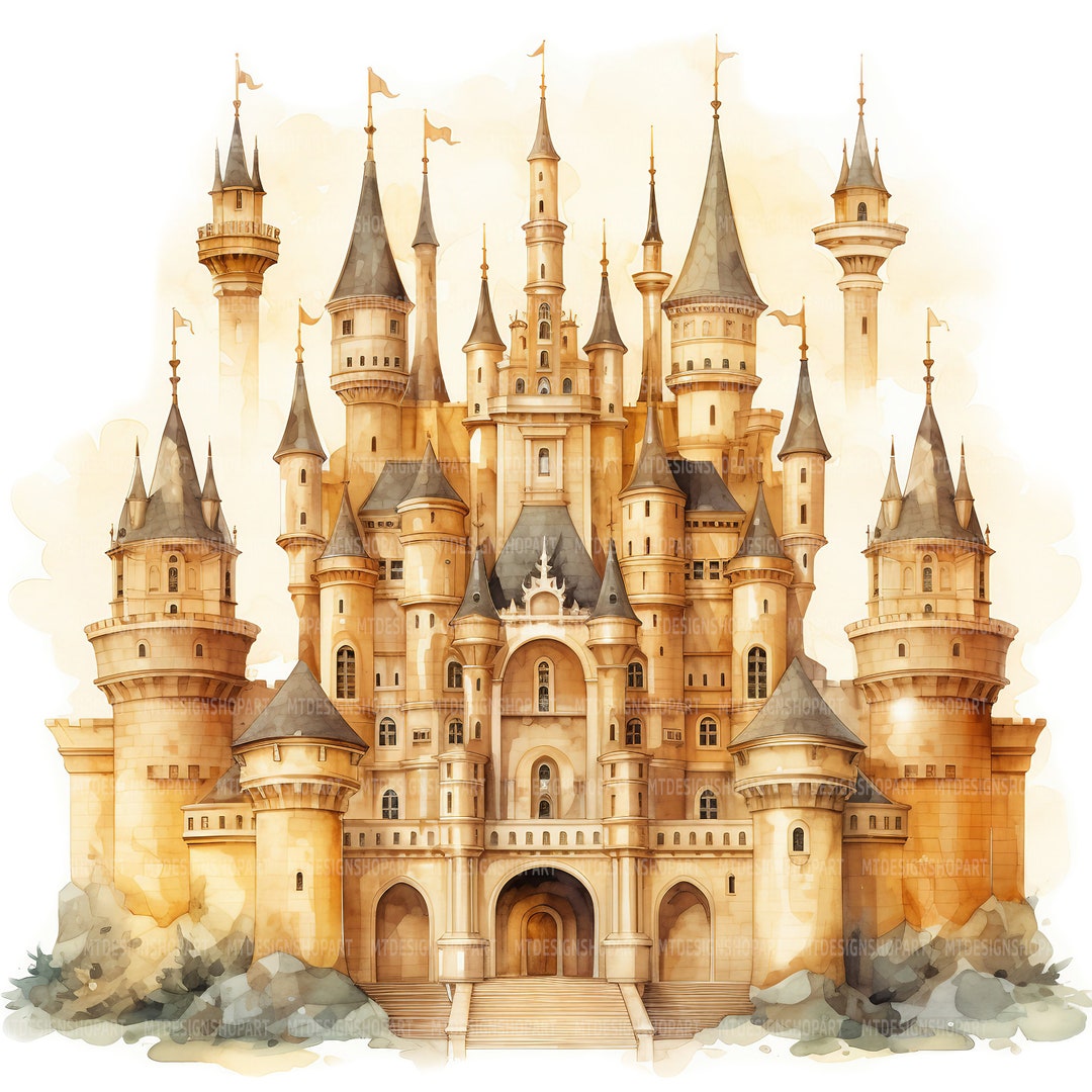 14 Castle Clipart, Castle Print, Castle Landscape, Printable Watercolor ...