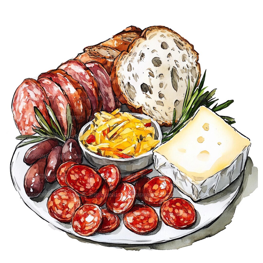 12 Rustic Bread and Cheese Clipart, Rustic Clipart, Printable ...