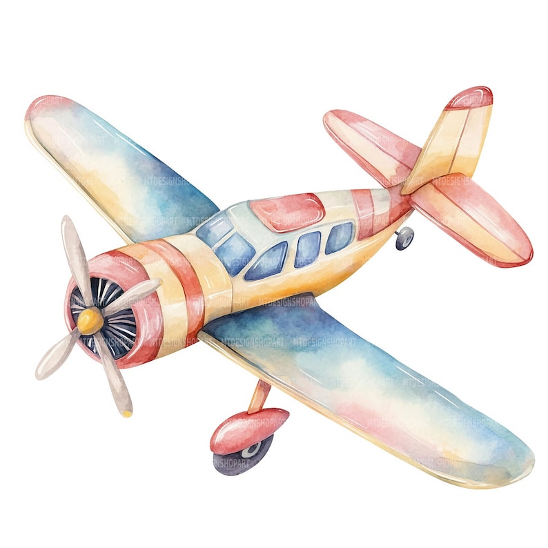 21 Air Transport Watercolor Clipart, Airplane Clip Art, Baby Boy Wall ...