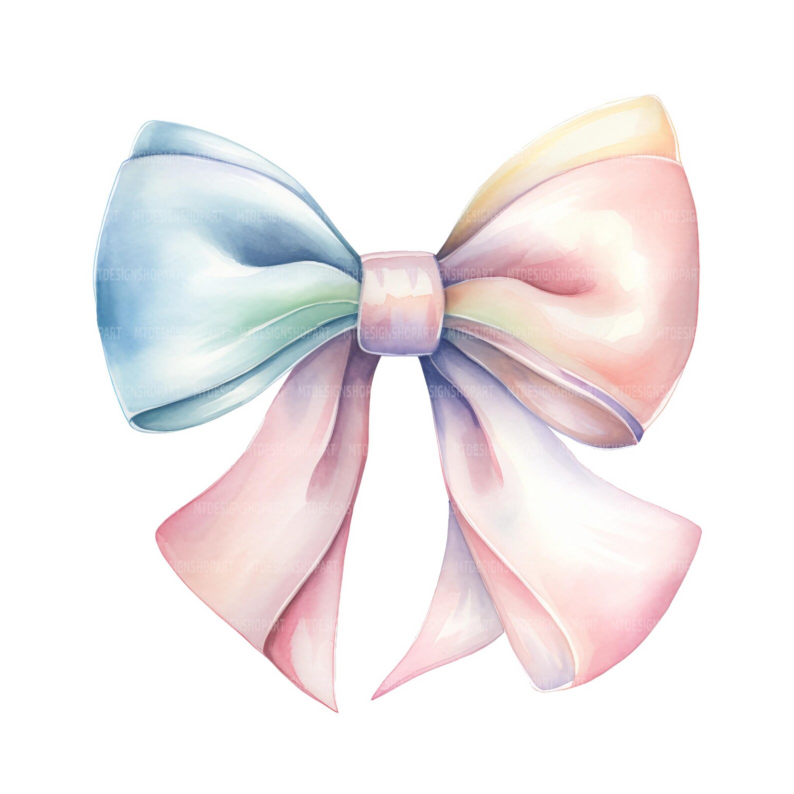 19 Pastel Pink Bows Clipart, Ribbon Bow, Printable Watercolor Clipart ...