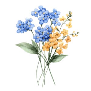 24 Forget Me Not Clipart, Blue and Yellow Flowers, , Printable ...