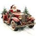 16 Festive Santa Car Clipart, Christmas Santa Claus Clipart, Printable ...
