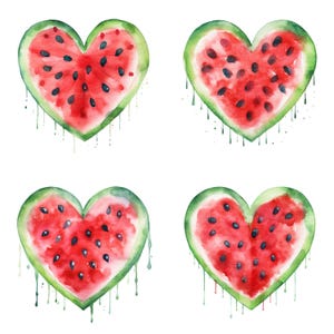 16 Watermelon Heart Clipart , Watermelon Clipart, Printable Watercolor ...