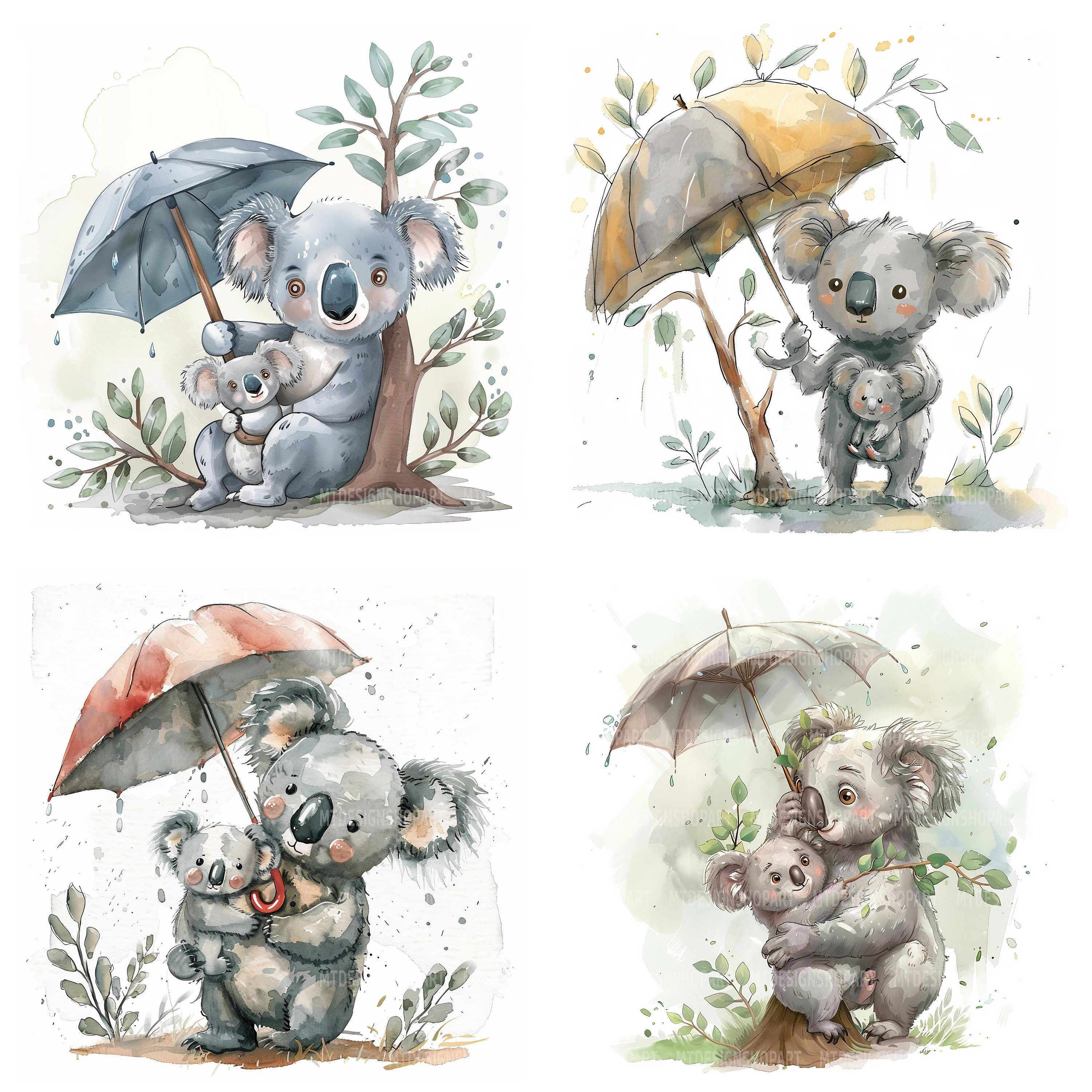 16 Koala Mom and Baby Watercolor Clipart, 16 Jpgs (digital Download) - Etsy