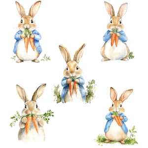 Bunny & Carrot Watercolor Clipart: Paper Crafts, Junk Journals (digital ...