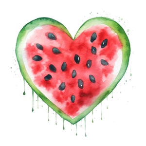 16 Watermelon Heart Clipart , Watermelon Clipart, Printable Watercolor ...