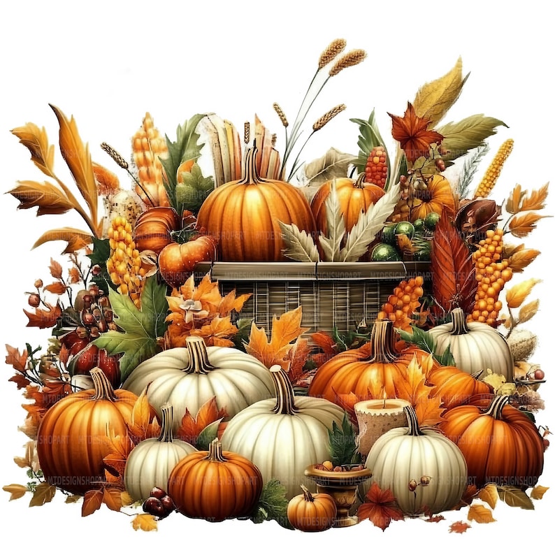 22 Fall Thanksgiving Clipart, Fall Leaves Print, Printable Watercolor ...