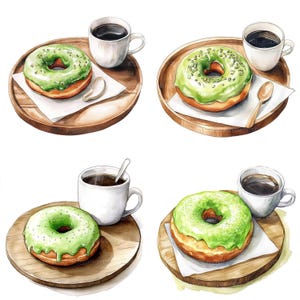 18 Donut and Coffee Clipart, Donut Clipart, Printable Watercolor ...