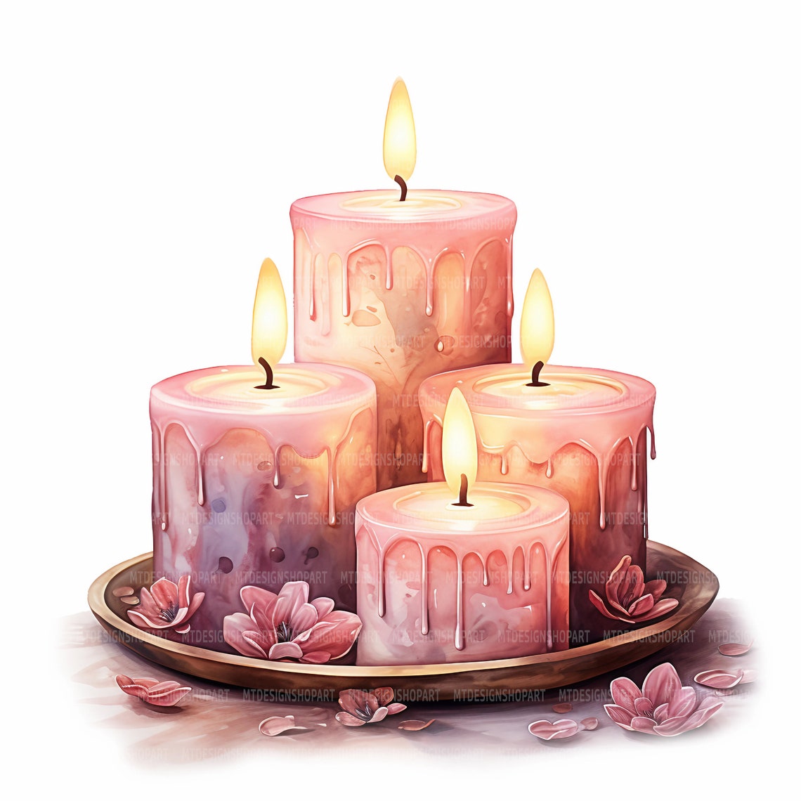 15 Candles Clipart, Candle Clipart, Candle Flames, Printable Watercolor ...