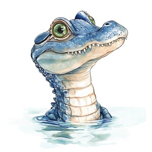 16 Baby Alligator Head Clipart, Baby Crocodile, Printable Watercolor ...