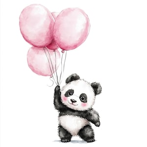 19 Baby Panda With Balloons Clipart, Panda Clipart, Printable ...