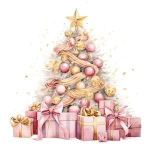 19 Pink Christmas Tree Clipart, Christmas Gift Tree, Printable ...