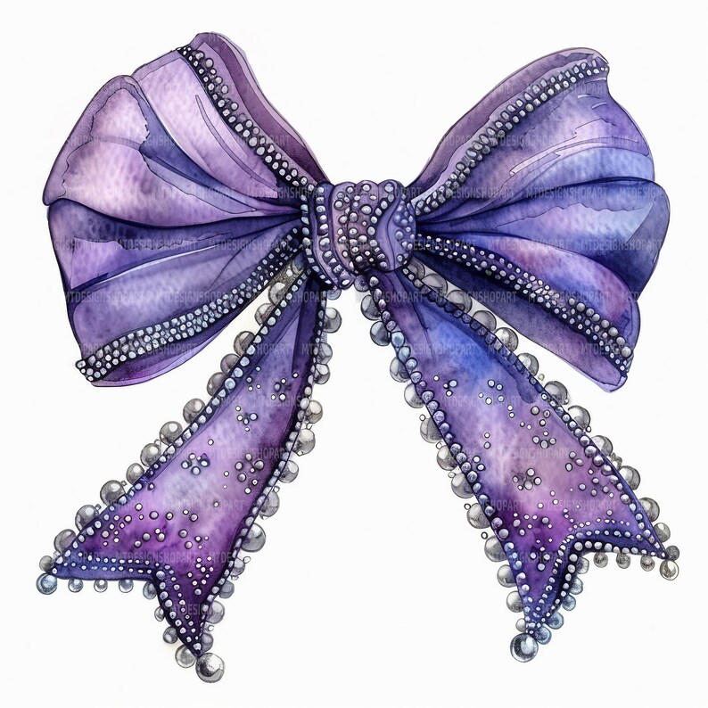 14 Bow Clipart, Silver Bows Clipart, Printable Watercolor Clipart ...