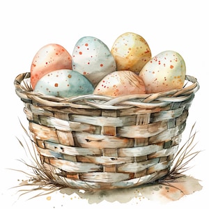 12 Easter Eggs Basket Clipart, Eggs Basket Clip Art, Printable ...