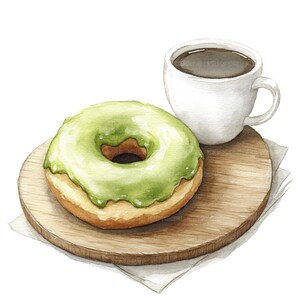 18 Donut and Coffee Clipart, Donut Clipart, Printable Watercolor ...