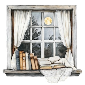 24 Night Window Clipart, Nursery Window Clipart, Printable Watercolor ...