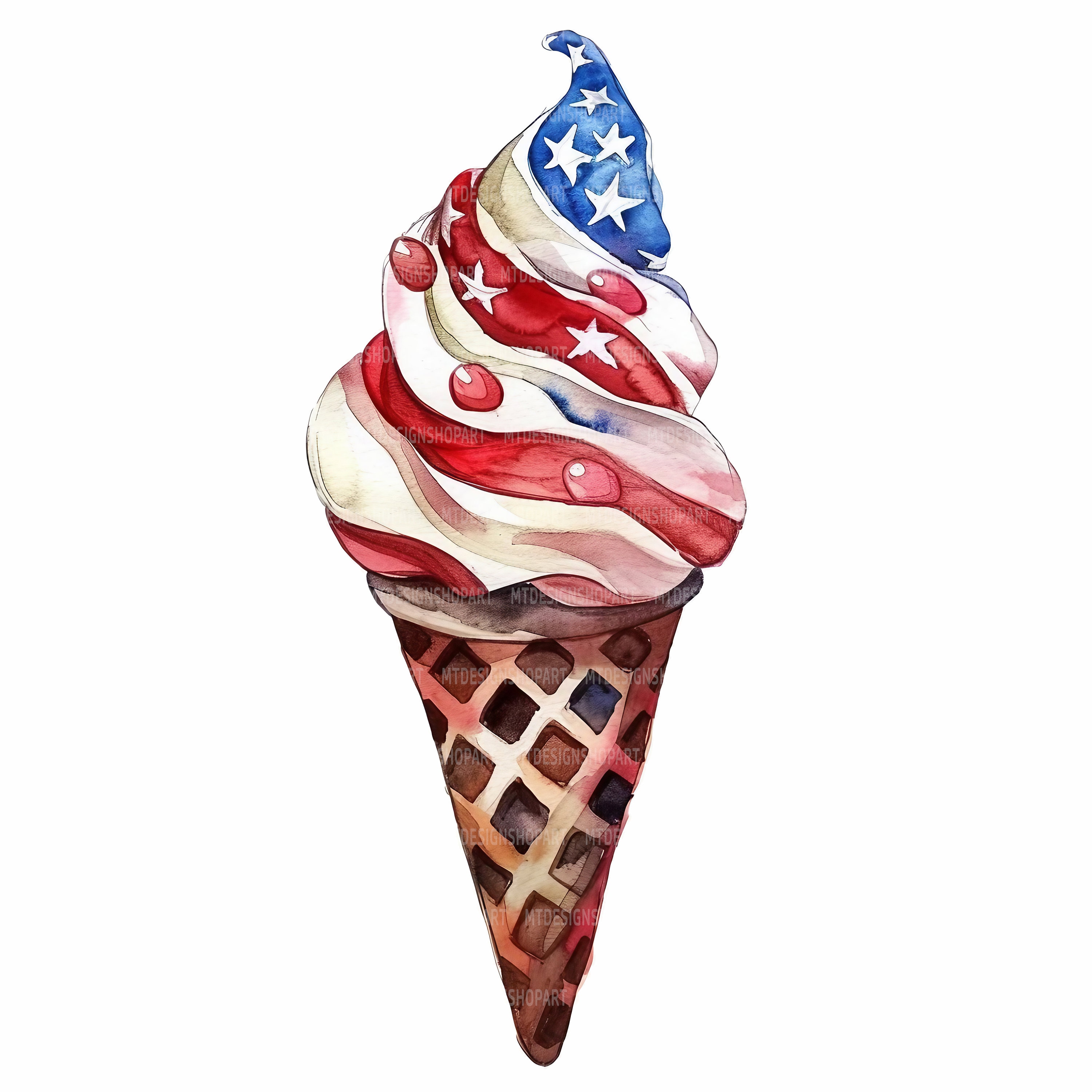 11 Patriotic Ice Cream Clipart, Usa Flag Clipart, Ice Cream, Printable ...