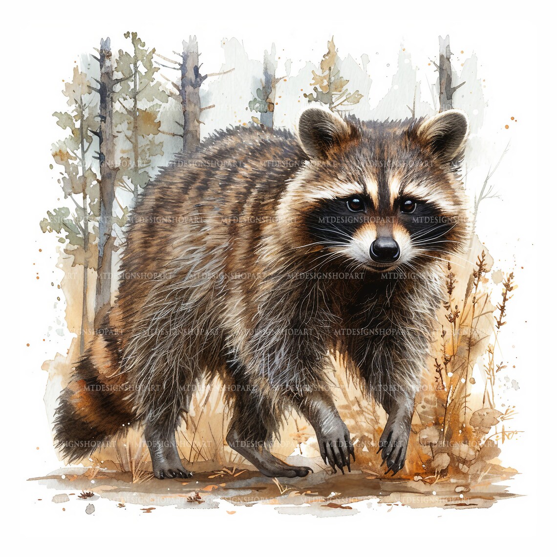 15 Racoon Clipart, Printable Watercolor Clipart, Watercolor Raccoon is ...