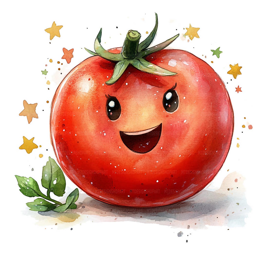 19 Cute Tomato Clipart, Funny Tomatoes Art, Printable Watercolor ...