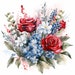 13 Roses Bouquet Clipart, USA Roses Clipart, Printable Watercolor ...