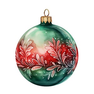 22 Christmas Bauble Clipart, Red and Green Bauble, Bauble, Printable ...