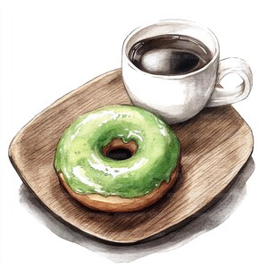 18 Donut and Coffee Clipart, Donut Clipart, Printable Watercolor ...