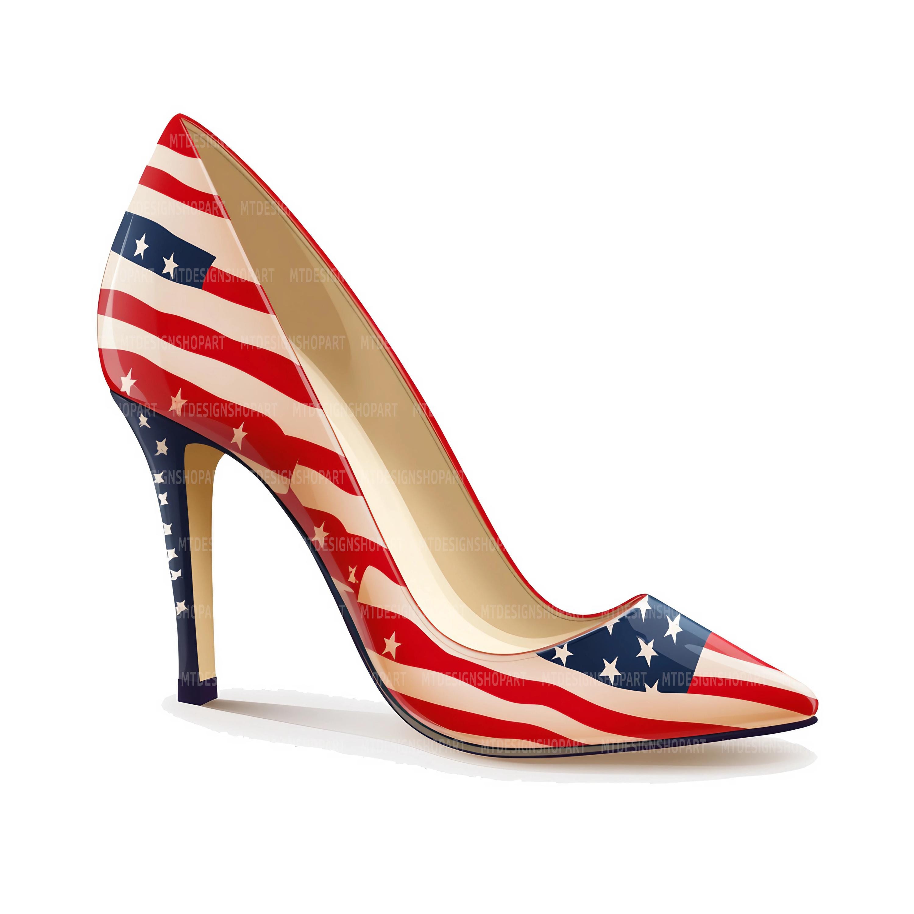 15 USA High Heels Clipart,american Flag, Printable Watercolor Clipart ...