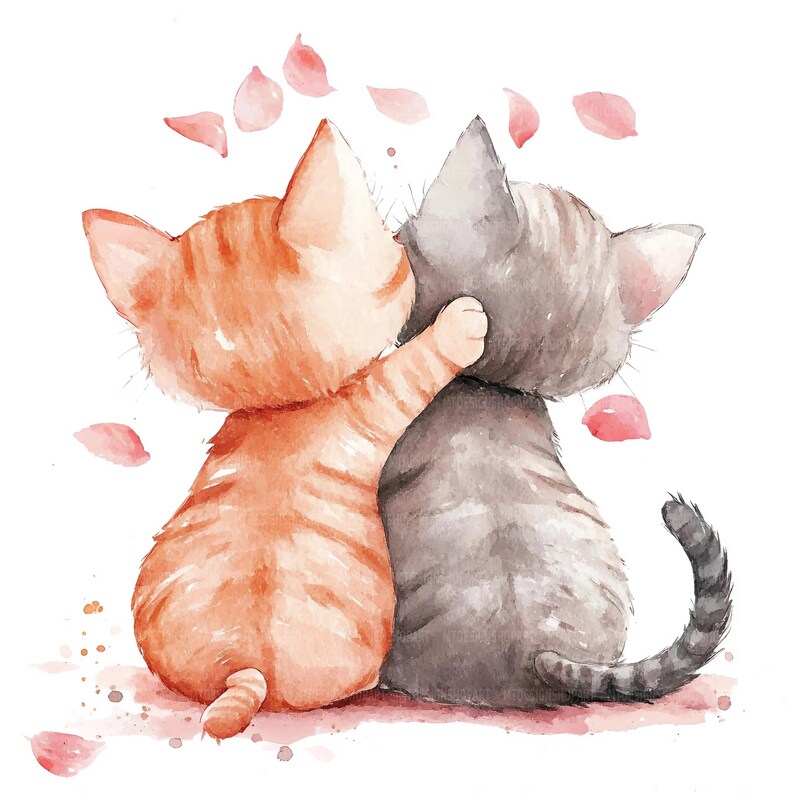 19 Cute Valentines Kittens Clipart, Kitten Love Clipart, Romantic Cats ...