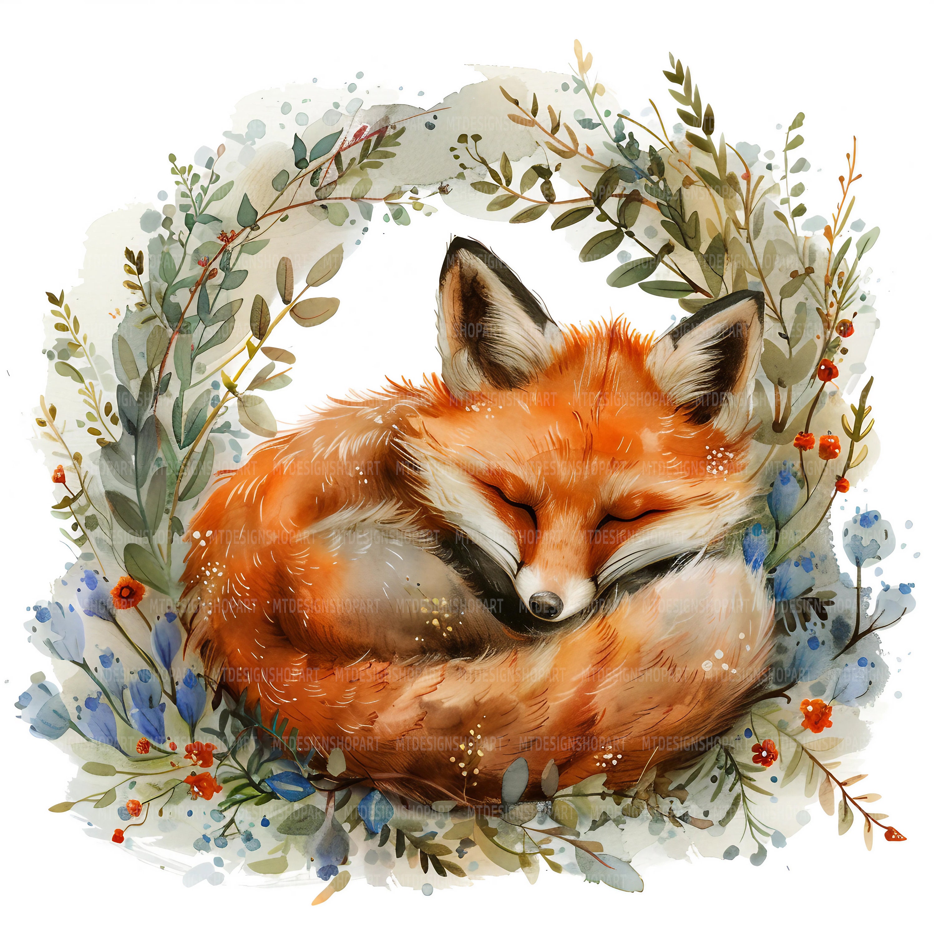 15 Sleeping Baby Fox Clipart, Fox Clip Art, Cute Fox Art, Printable ...