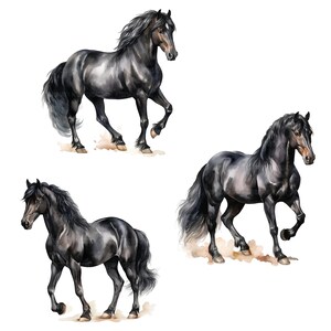 18 Black Horses Clipart, Horses Clipart, Printable Watercolor Clipart ...