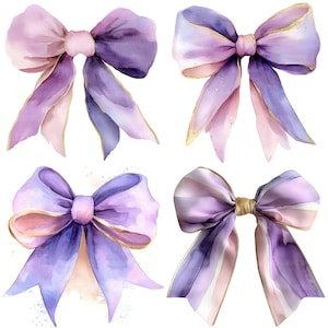 19 Bows Clipart, Coquette Ribbon Clipart, Printable Watercolor Clipart ...