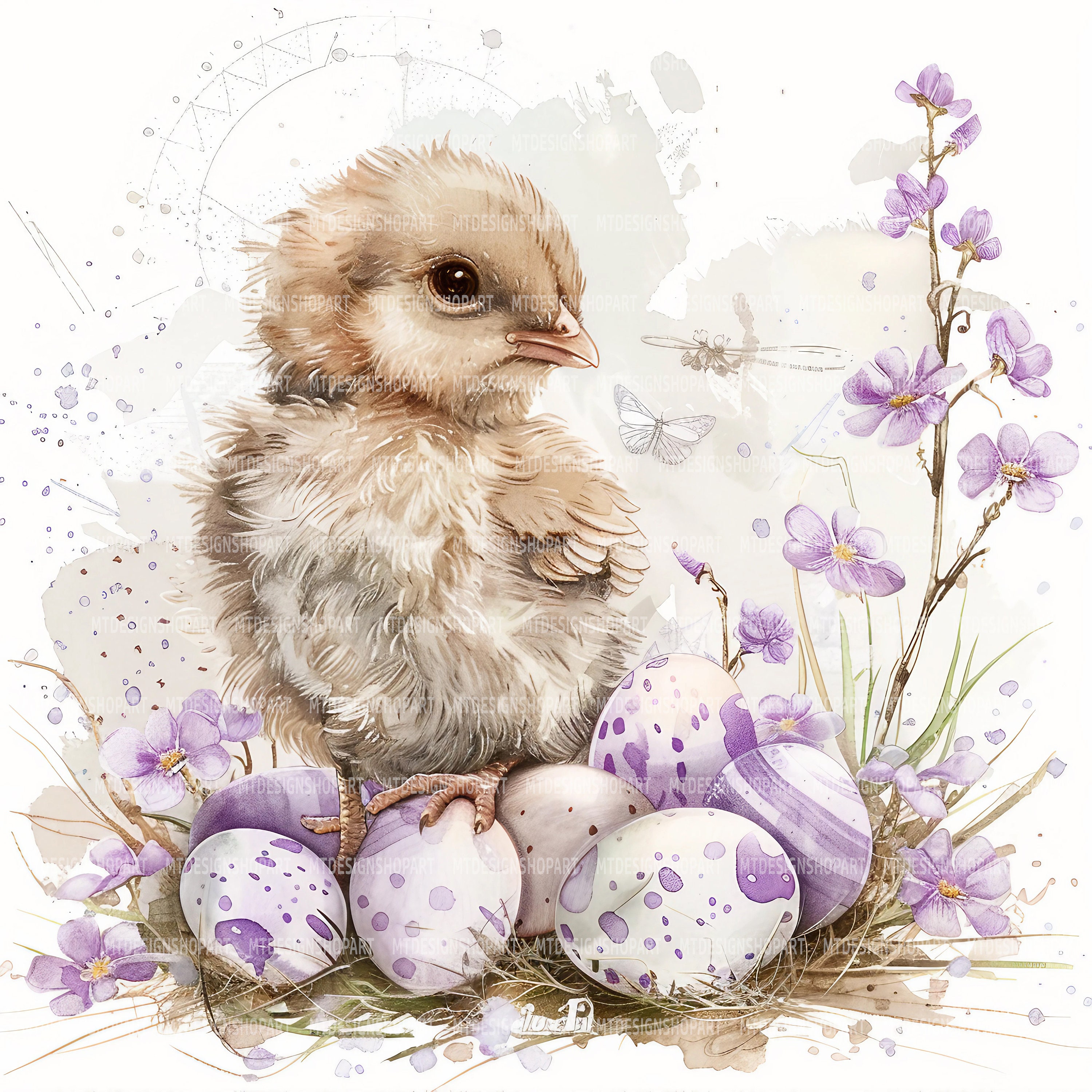 11 Chick and Eggs Clipart, Chicks, Printable Watercolor Clipart, High ...