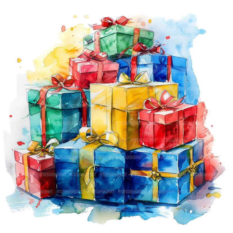 15 Colorful Gift Boxes Clipart, Rainbow Box, Gift Wrapped, Printable ...