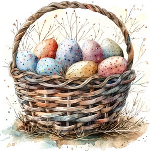 12 Easter Eggs Basket Clipart, Eggs Basket Clip Art, Printable ...