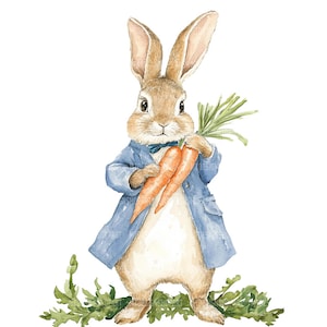Bunny & Carrot Watercolor Clipart: Paper Crafts, Junk Journals (digital ...