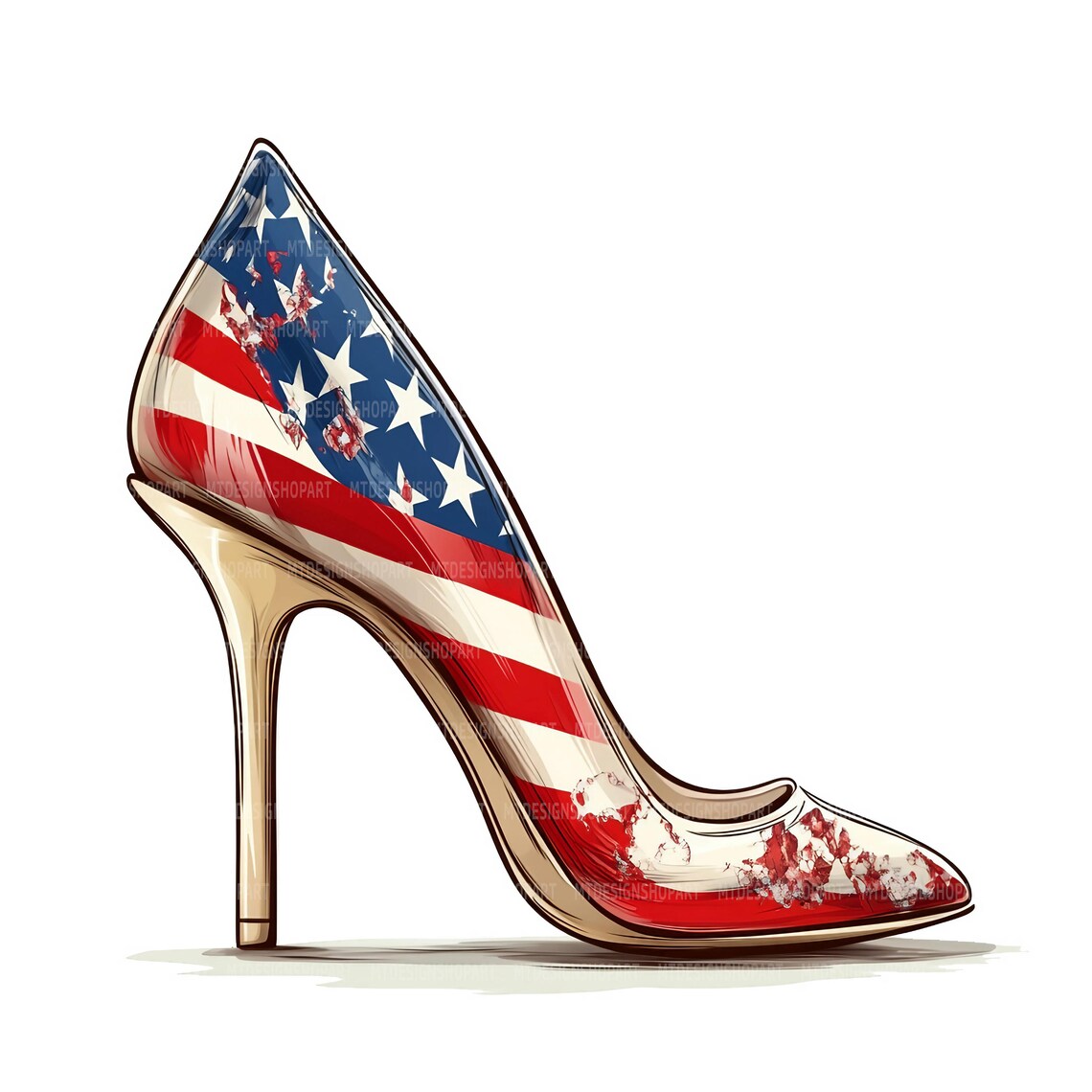 15 USA High Heels Clipart,american Flag, Printable Watercolor Clipart ...