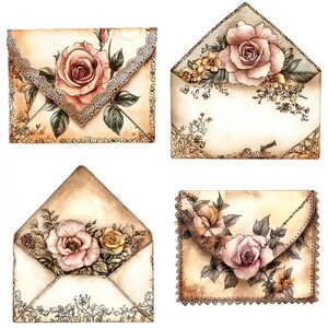 30 Floral Envelope Clipart, Vintage Floral Envelope, Printable ...